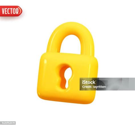 자물쇠 노란색 구멍으로 잠급니다 현실적인 3d 디자인 요소 플라스틱 만화 스타일에서 흰색 배경에 고립 된 아이콘 벡터 일러스트 레이 션 0명에 대한 스톡 벡터 아트 및 기타