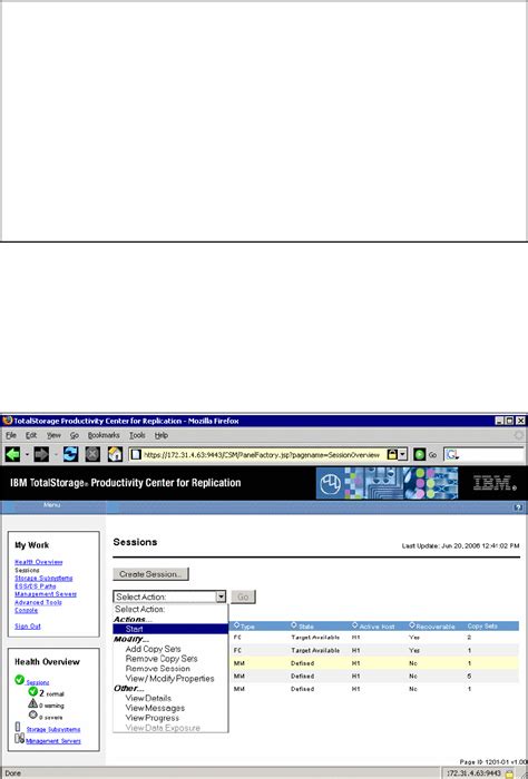 Starting A Metro Mirror Session Using The GUI IBM TotalStorage