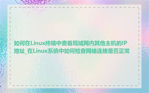 如何在linux终端中查看局域网内其他主机的ip地址在linux系统中如何检查网络连接是否正常
