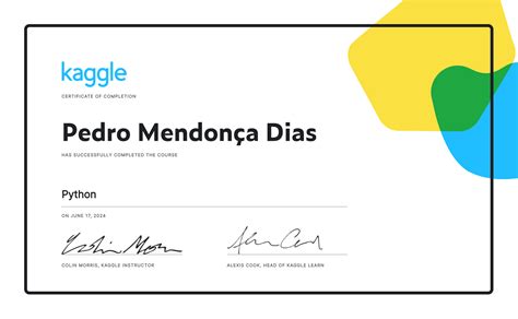Pedro Mendonça Dias Completed The Python Course On Kaggle