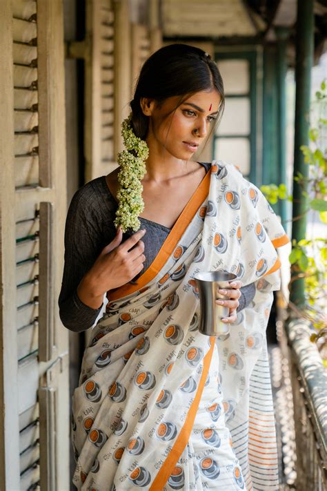 Filter Kaapi White Printed Saree Local Nation