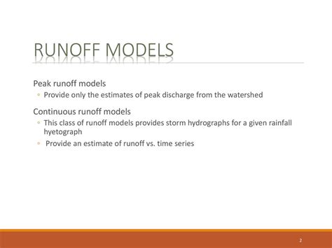 Watershed Management Runoff Models Ppt Download