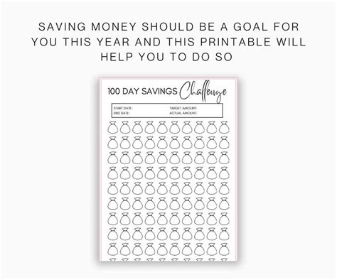 100 Day Challenge Savings Tracker Printable Savings Jar Challenge Tracker Savings Template