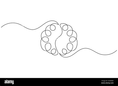 Human Brain Continuous One Line Drawing And Minimalist Style Isolate