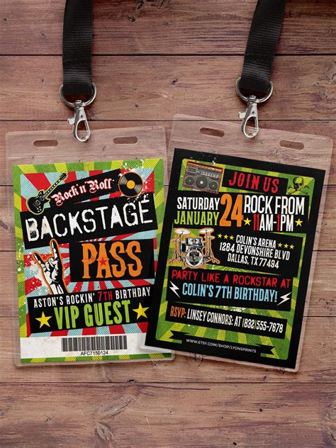 Vip Pass Invite Design Rock Star Backstage Pass Vip Etsy