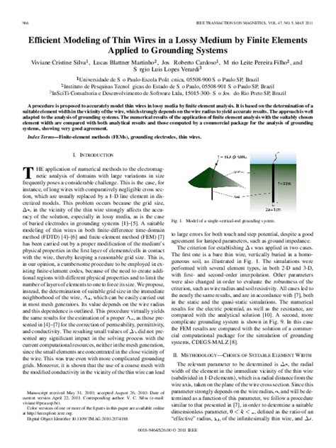 Pdf Efficient Modeling Of Thin Wires In A Lossy Medium By Finite