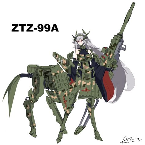 Asin Original Highres 1girl Cannon Centaur Character Name Grey