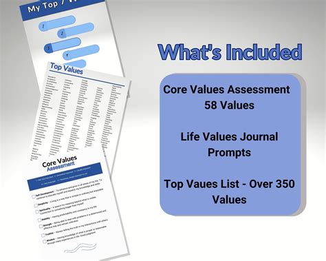 Core Values Worksheet Core Values Assessment Journal Prompts Core