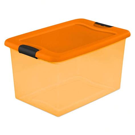 Sterilite Sterilite Orange 64 Quart Latching Plastic Storage Box