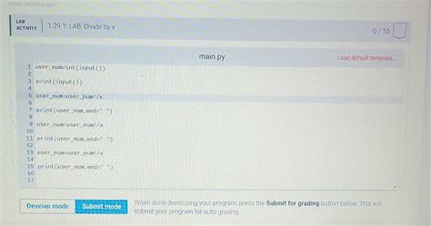 Solved 1291 Lab Divide By X 010 Mainpy Load Default