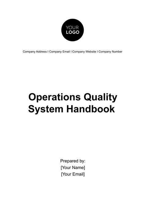 Free Operations Quality System Handbook Template To Edit Online