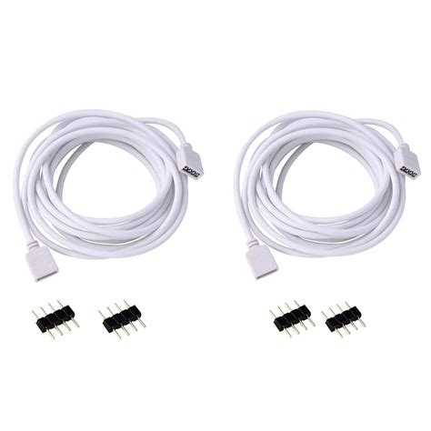 RGBZONE 2 Pack 3 Meters 9 9ft Extension Cable Connect Female Plug To RGB LED Strip Light With