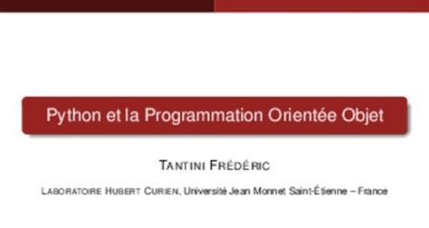 Python Et La Programmation Orientée Objet Cours Python