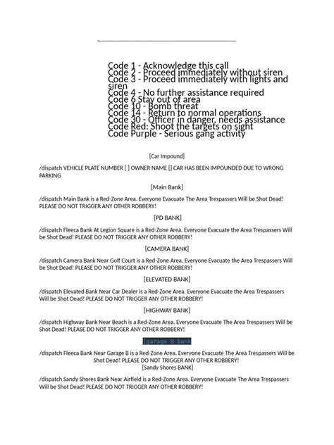 Pd Doc Dispatches Codes And Commands 1 Pdf Robbery Crimes