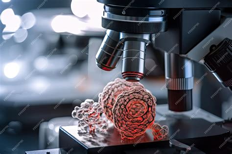 Premium Ai Image Microscope With Magnified View Of A Cell Or Virus