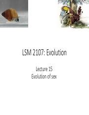 The Evolution Of Sex Costs Benefits And Mechanisms Course Hero