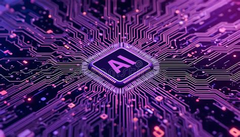 Futuristic Ai Chip With Glowing Circuit Board Artificial Intelligence Machine Learning