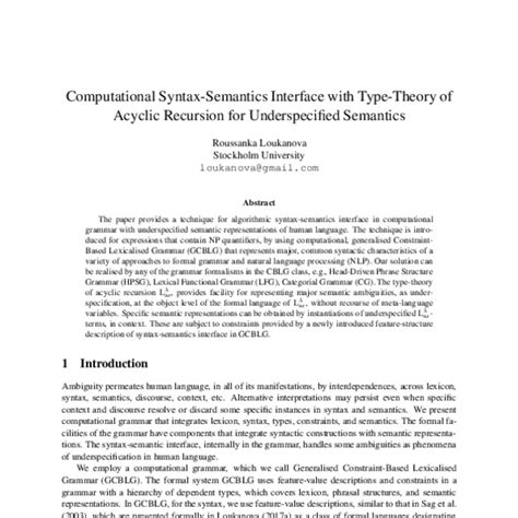 Computational Syntax Semantics Interface With Type Theory Of Acyclic Recursion For
