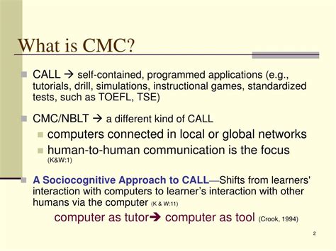 Ppt Computer Mediated Communication And Language Learning From Theory To Practice Powerpoint