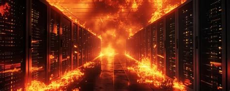 Premium Photo Burning Process Data Center On Fire
