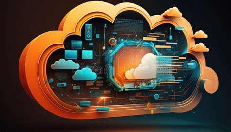 Cloud Computing Technology Concept Background Digital Illustration Ai