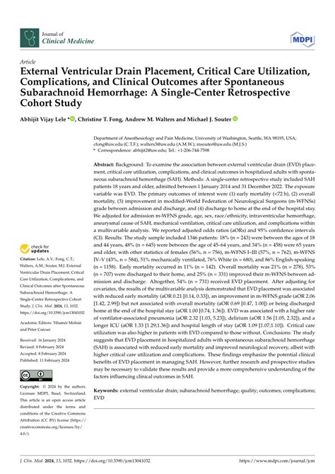 Pdf External Ventricular Drain Placement Critical Care Utilization
