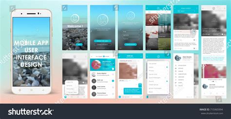Design Mobile App Ui Ux Gui Stock Vector 715965994 Shutterstock
