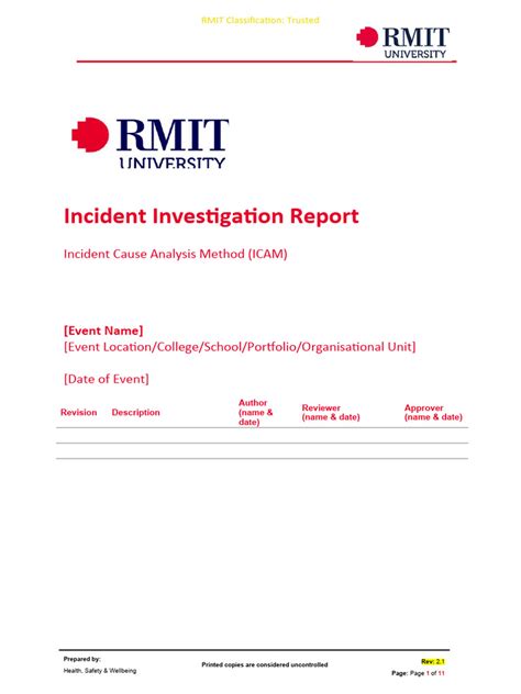 Investigation Icam Template Download Free Pdf Radiation Risk