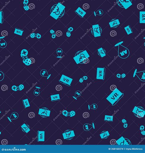 Set Gamepad Augmented Reality Ar Wide Angle Picture And Virtual On Seamless Pattern Vector