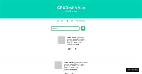 Crud With Vue Codesandbox
