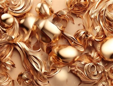 Abstract Golden Sculptures A Luxurious 3d Render Of Ornate
