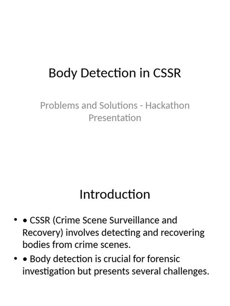 Body Detection Cssr Presentation Pdf