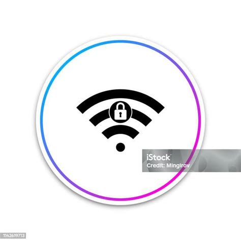 와이파이 잠금 기호 아이콘 흰색 배경에 고립입니다 암호 Wifi 기호입니다 무선 네트워크 아이콘입니다 와이파이 존 동그라미 흰색