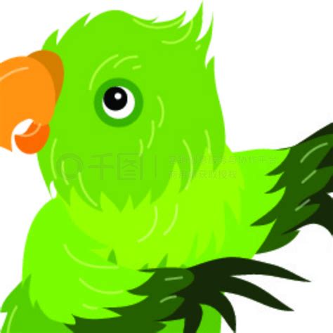 白色免抠元素 绿鹦鹉图标。用于在白色背景上隔离的网页设计的绿色鹦鹉矢量图标卡通。绿鹦鹉图标，卡通风格 模板免费下载 Eps格式 450像素 编号41812757 千图网