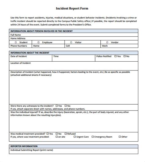 Incident Report Template Google Docs