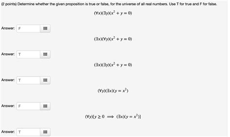 Solved Points Determine Whether The Given Proposition Is Chegg