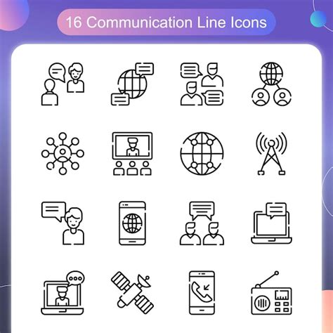 Premium Vector Communication Vector Outline Icon Set 01