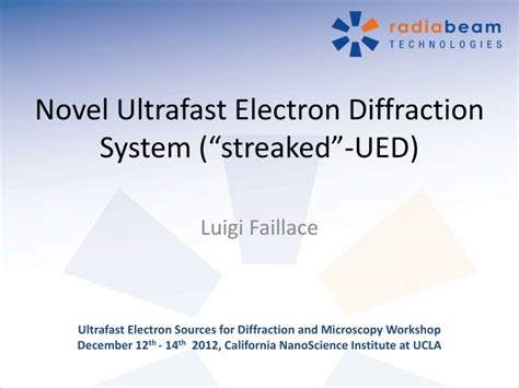 Ppt Novel Ultrafast Electron Diffraction System “streaked” Ued Powerpoint Presentation Id