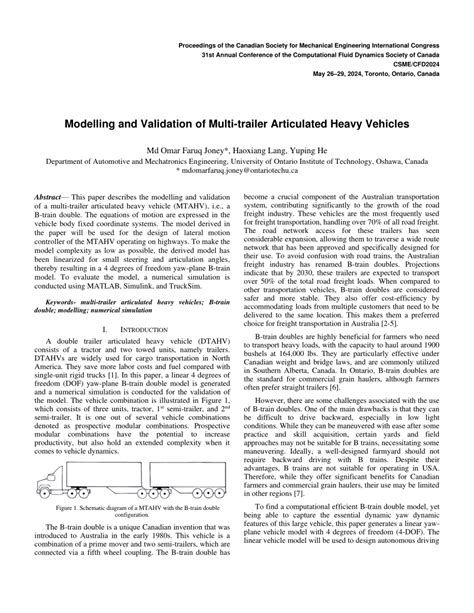 Pdf Modelling And Validation Of Multi Trailer Articulated Heavy Vehicles