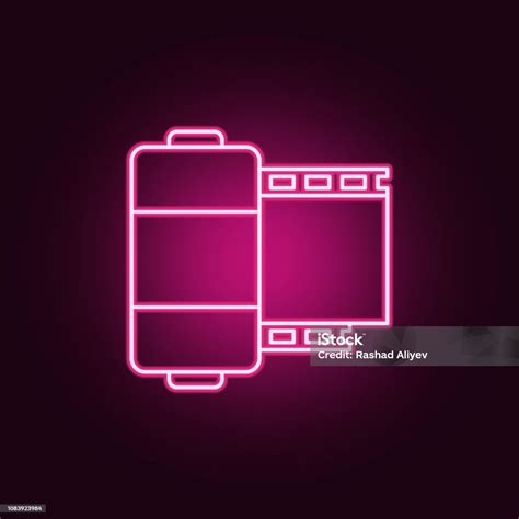 카메라 롤 아이콘입니다 네온 스타일 아이콘에 미디어의 요소입니다 정보 그래픽 모바일 응용 프로그램 웹 디자인 웹 사이트에 대 한 간단한 아이콘 0명에 대한 스톡 벡터 아트