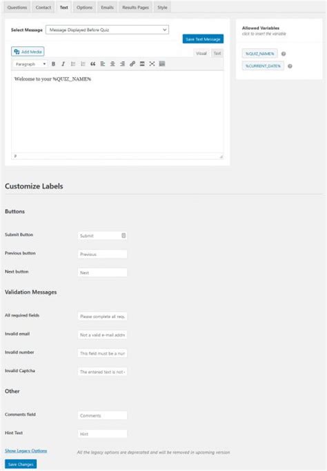 Text Tab Documentation Quiz And Survey Master