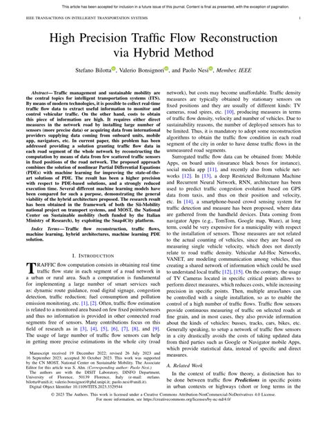 Pdf High Precision Traffic Flow Reconstruction Via Hybrid Method