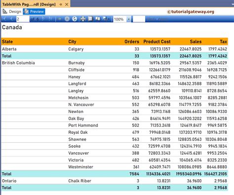 Ssrs Table Using Report Wizard Page Group And Details