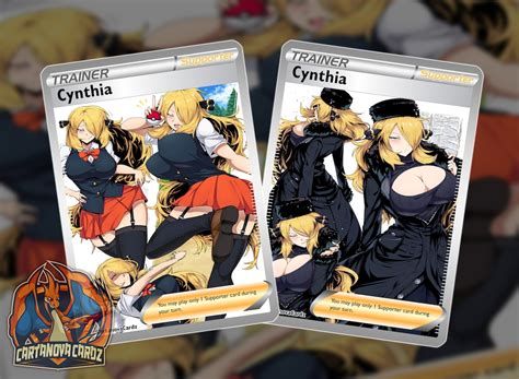 Trainer Cynthia Sexy Schoolgirl Custom Pokemon Card Top Quality Set X Cards Etsy