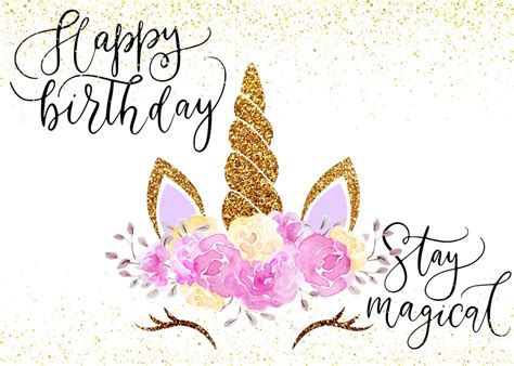 Printable Happy Birthday Unicorn Magical Card Unicorn Birthday Card Unicorn Party Etsy