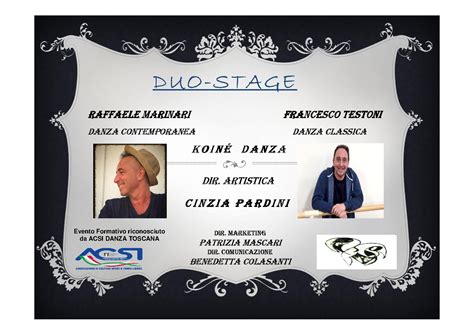 Duo Stage Con Francesco Testoni E Raffaele Marinari Danza Effebi