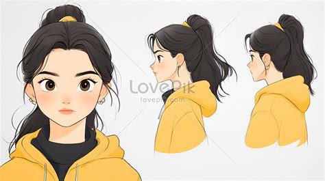 노란 코트를 입은 소녀 일러스트 무료 다운로드 Lovepik