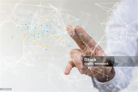 회의의 디지털 그림을 만지는 손 디지털 네트워크 및 데이터 개념을 3d로 0명에 대한 스톡 사진 및 기타 이미지 0명 3차원 형태 개념 Istock