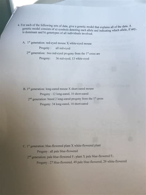 Solved For Each Of The Following Sets Of Data Give A