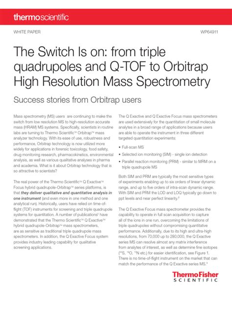 Comparison Of Orbitrap Quarupore And Qtof Pdf